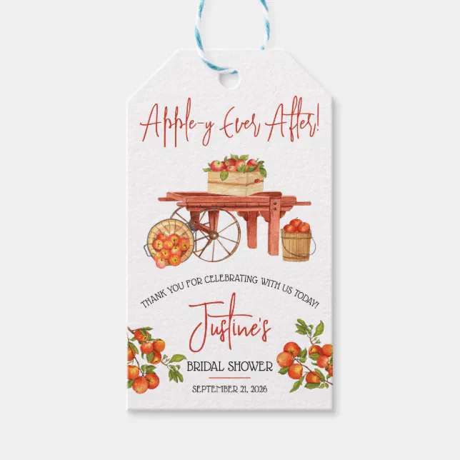 Apple-y Ever After! Apple Bridal Shower Favor Gift Tags | Zazzle