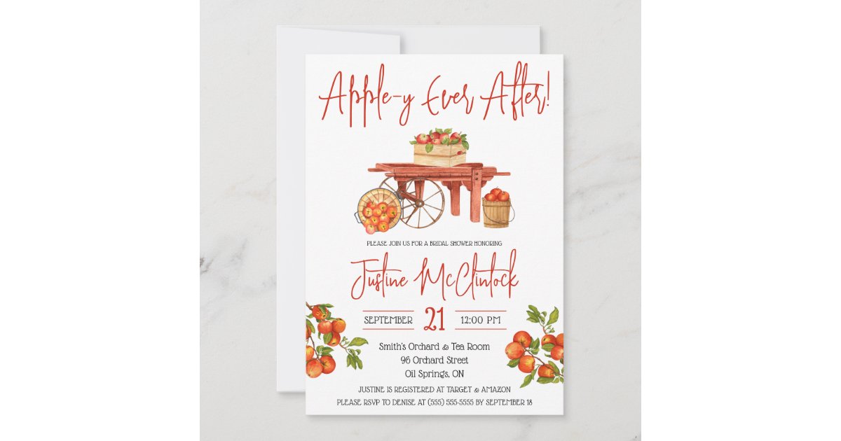 Apple-y Ever After! Apple Themed Bridal Shower Invitation | Zazzle
