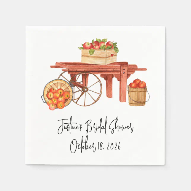 Apple-y Ever After Personalized Bridal Shower Napkins | Zazzle
