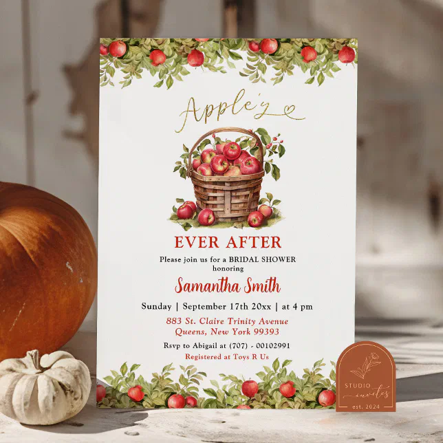 Apple-y Ever After Red Plaid Bridal Shower Invitation | Zazzle
