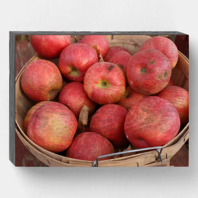 Apples Basket | Fall Harvest Wooden Box Sign | Zazzle