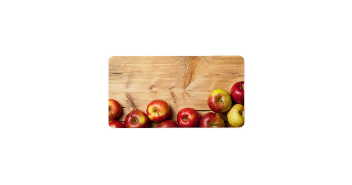 Apples On Wooden Background Label | Zazzle