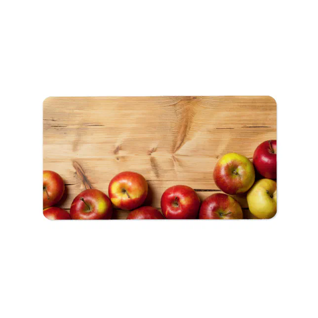 Apples On Wooden Background Label | Zazzle