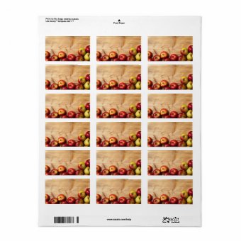 Apples On Wooden Background Label | Zazzle