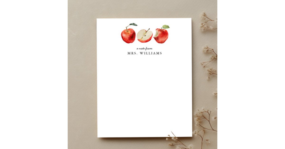 Apples Teacher Note Card | Zazzle