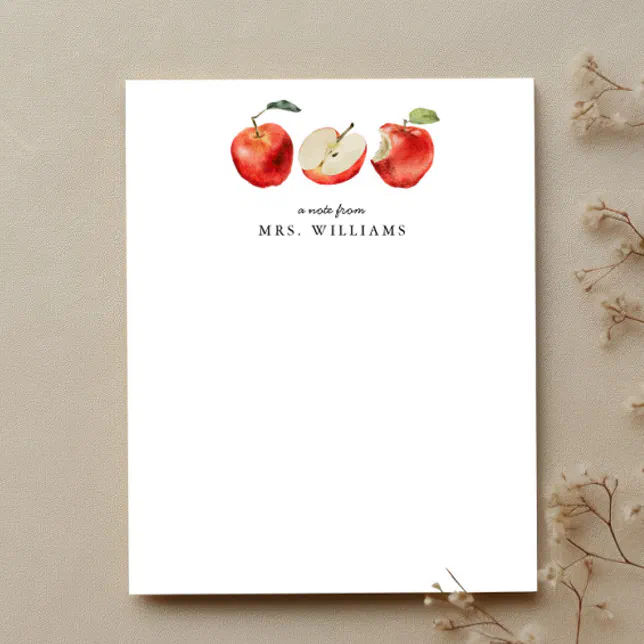 Apples Teacher Note Card | Zazzle
