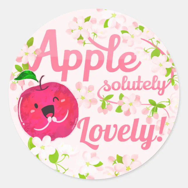 Applesolutely Lovely - Apple Pun Classic Round Sticker | Zazzle