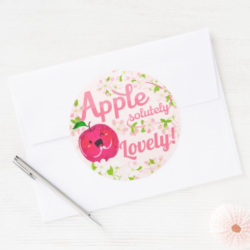 Applesolutely Lovely - Apple Pun Classic Round Sticker | Zazzle