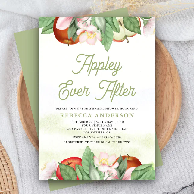Appley Ever After Apple Bridal Shower Invitation | Zazzle