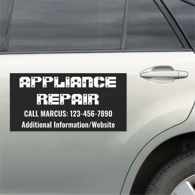 Appliance Repair Advertisement Black and White Car Magnet | Zazzle