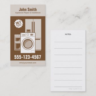 Appliance Repair, Service and Installation Business Card | Zazzle