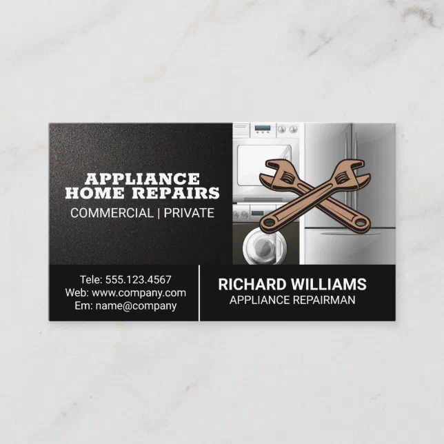 Appliance | Repair Services | Wrenches Logo Business Card | Zazzle