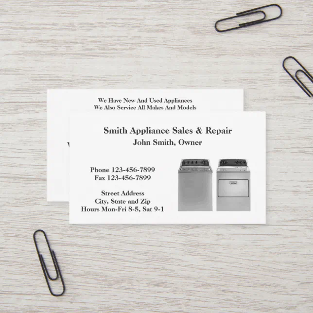 Appliance Sales and Repair Service Business Card | Zazzle