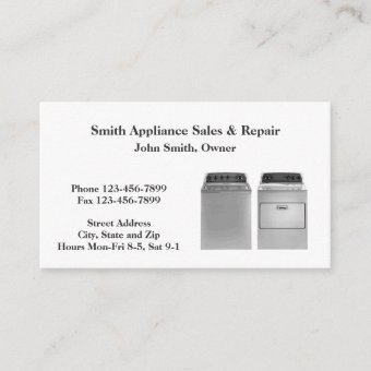Appliance Sales and Repair Service Business Card | Zazzle