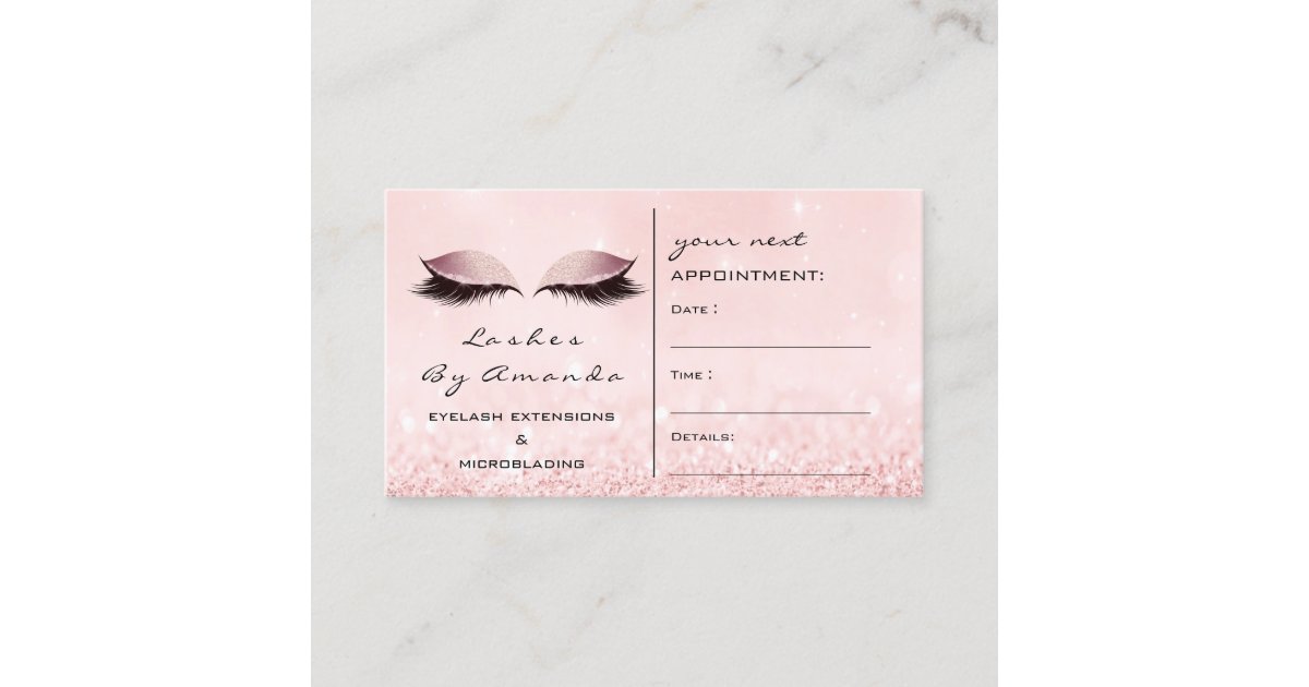 Appointment Card Makeup Artist Gray Pink Lashes | Zazzle
