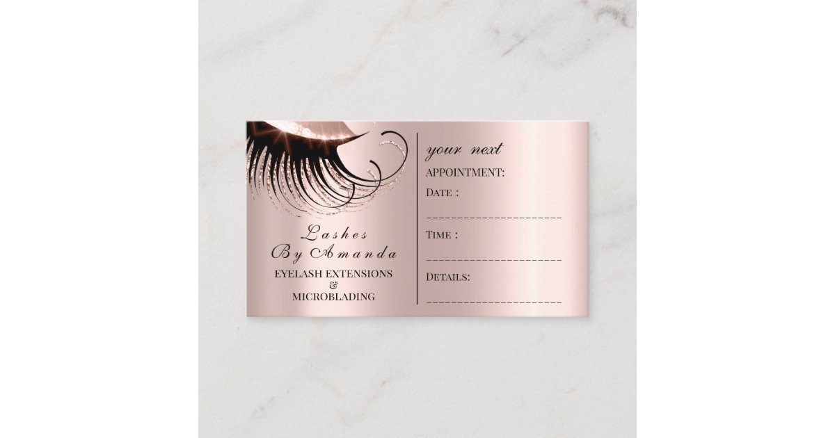 Appointment Card Makeup Artist Rose Lashes Lux | Zazzle