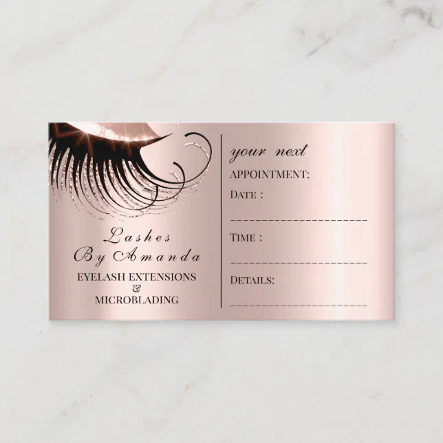 Appointment Card Makeup Artist Rose Lashes Lux | Zazzle