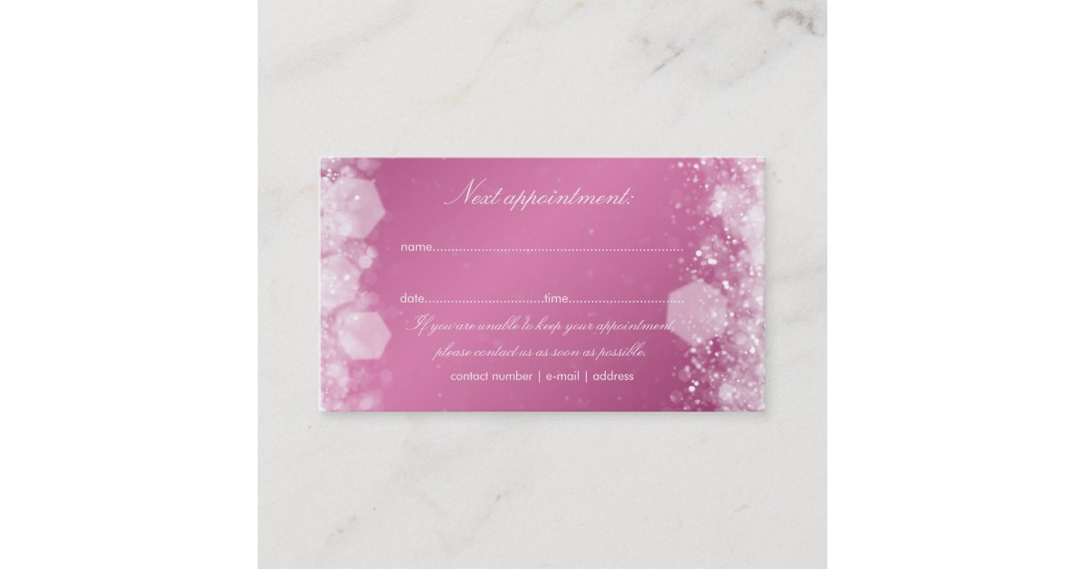 Appointment Card Sparkling Night Pink | Zazzle
