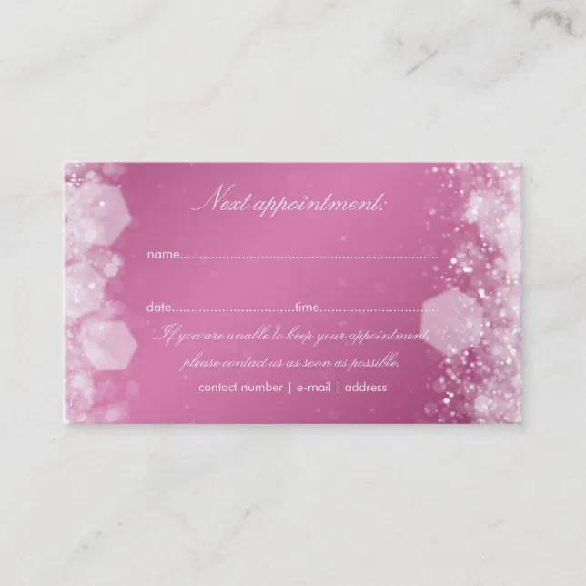 Appointment Card Sparkling Night Pink | Zazzle