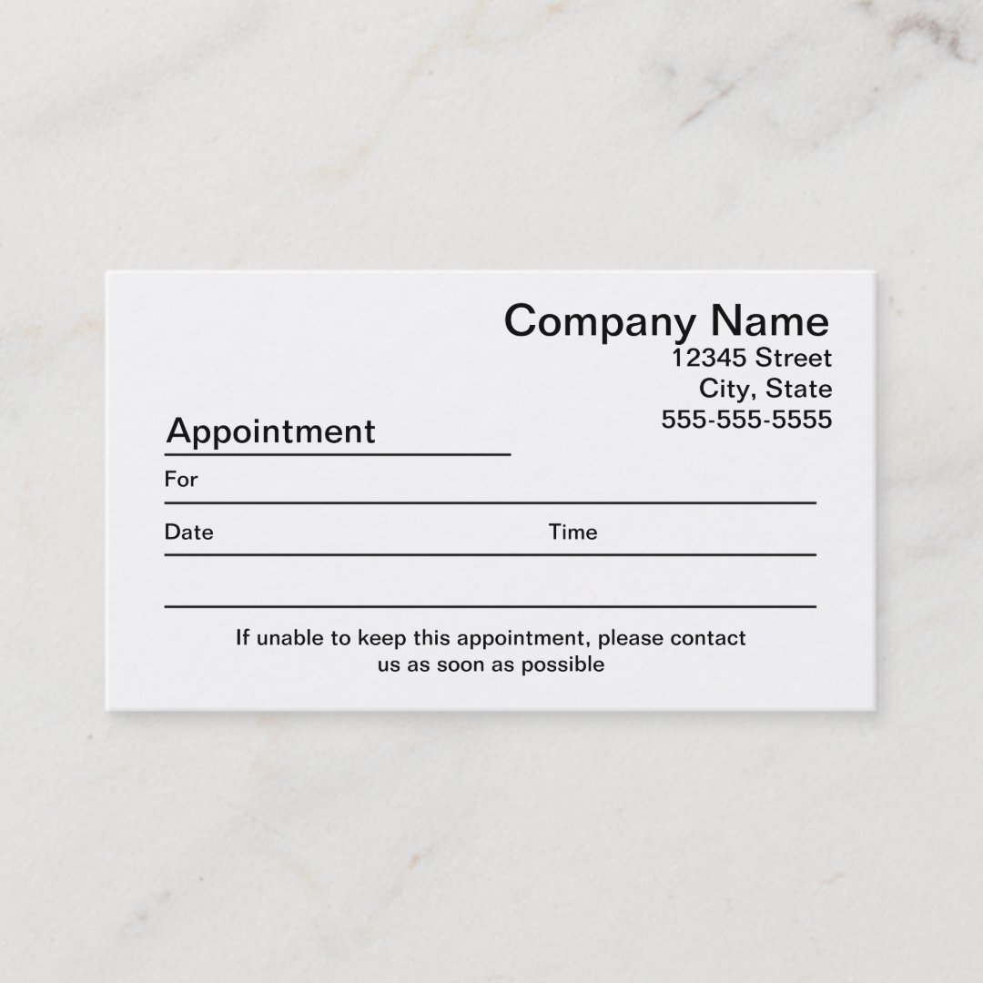 Appointment Reminder Business Card | Zazzle