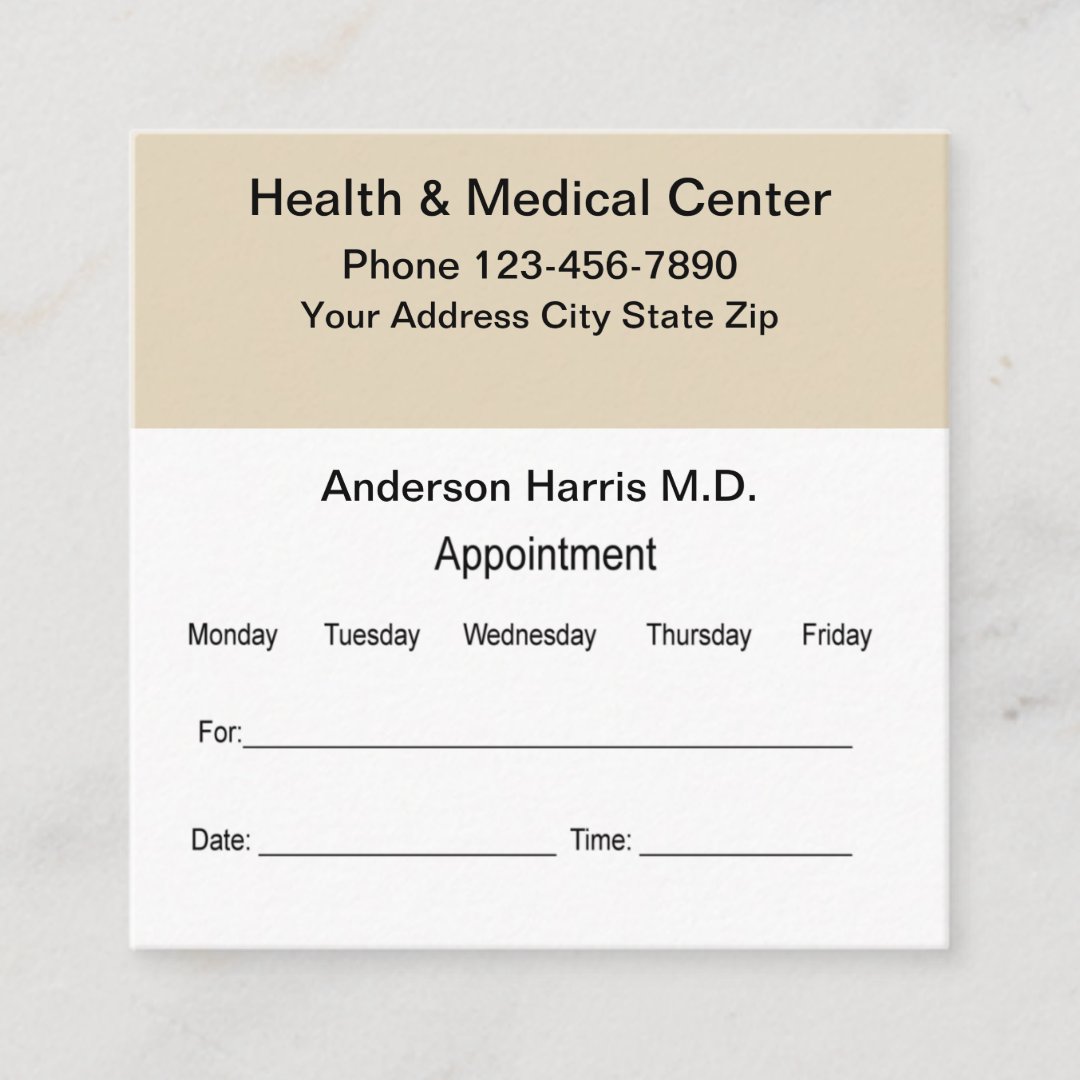 Appointment Reminder Card For A Doctor | Zazzle