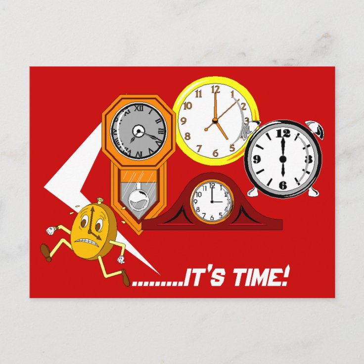 Appointment Reminder Clocks It's Time POSTCARD | Zazzle