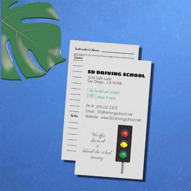 Appointment Reminder | Driving School Business Card | Zazzle