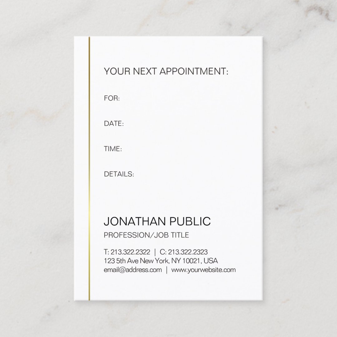 Appointment Reminder Gold Elegant Modern Plain | Zazzle