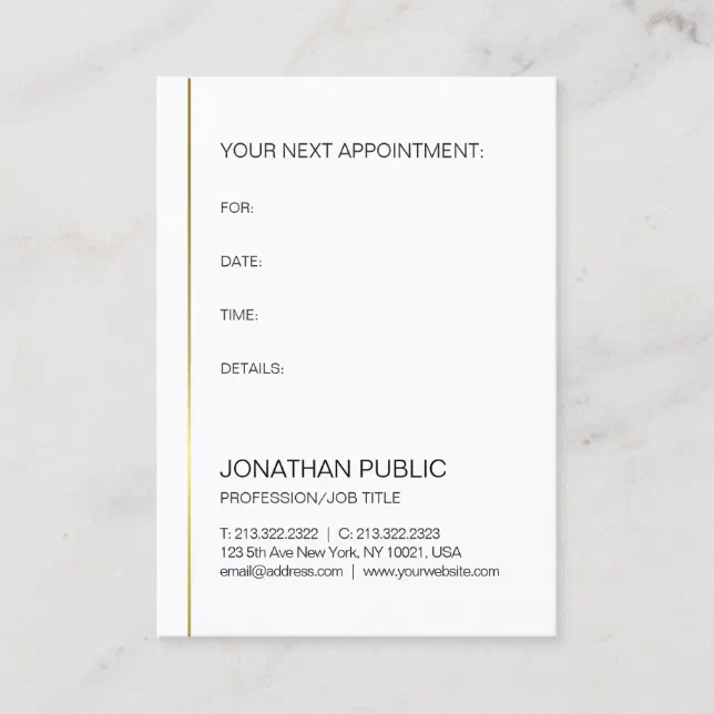 Appointment Reminder Gold Elegant Modern Plain | Zazzle