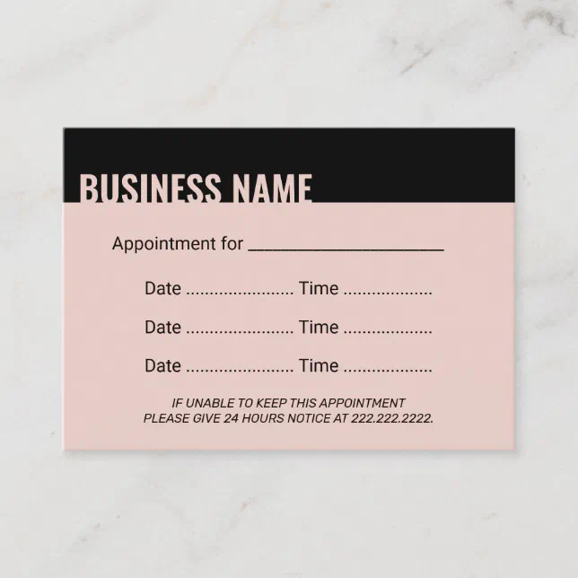 Appointment Reminder Modern Bold Border Blush Pink | Zazzle