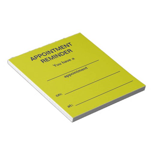 Appointment Reminder Notepad -Bright Yellow | Zazzle