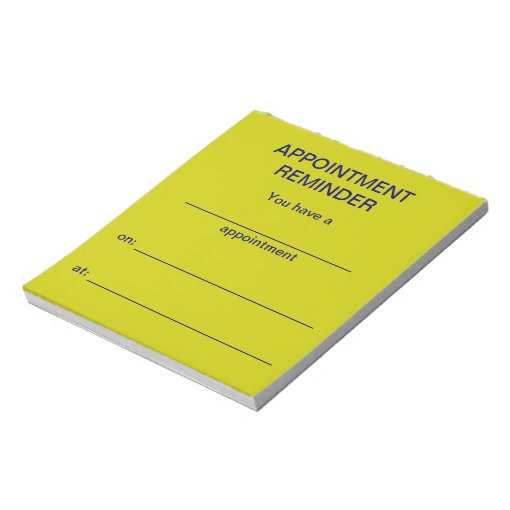 Appointment Reminder Notepad -Bright Yellow | Zazzle