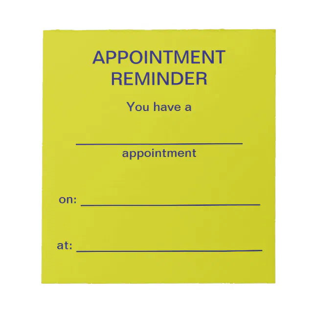 Appointment Reminder Notepad -Bright Yellow | Zazzle