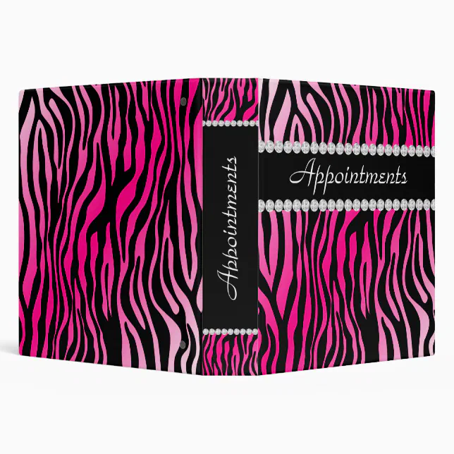 Appointment School Binder Zebra Pink | Zazzle