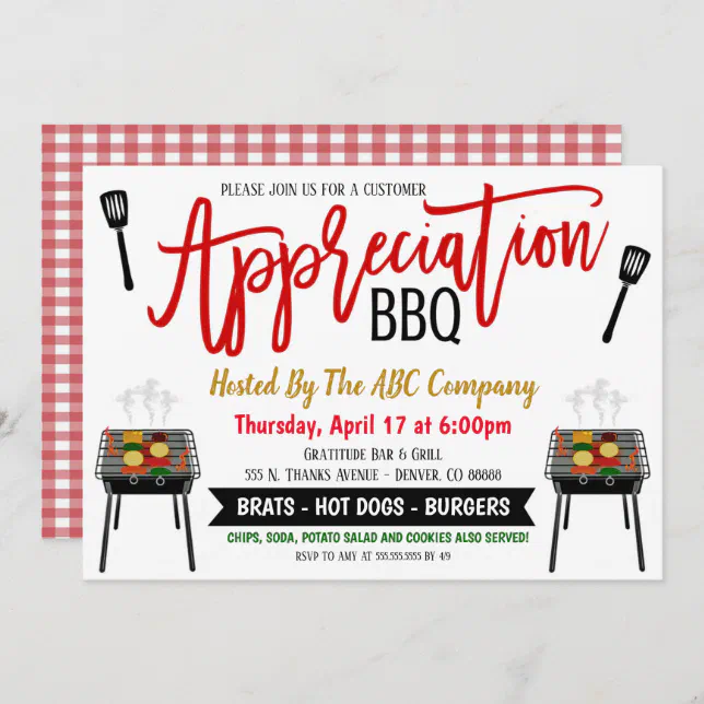 Appreciation BBQ Grill Out Invitation | Zazzle