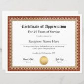 Appreciation Certificate for Years of Service | Zazzle