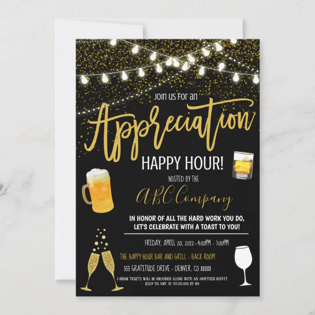 Appreciation Happy Hour Invitation | Zazzle