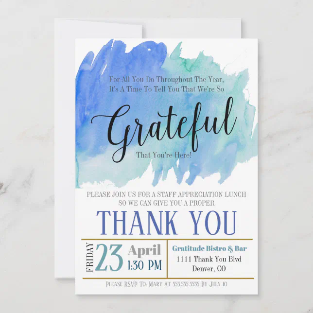 Appreciation Invitation, Grateful For You Invitation | Zazzle