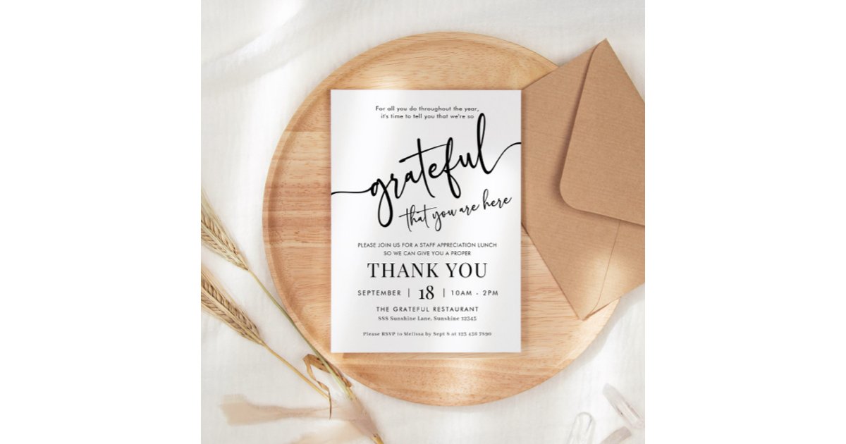 Appreciation Invitation, Grateful For You Invite | Zazzle