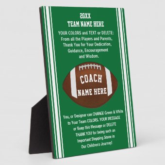 Appreciation Message Football Plaques for Coaches | Zazzle