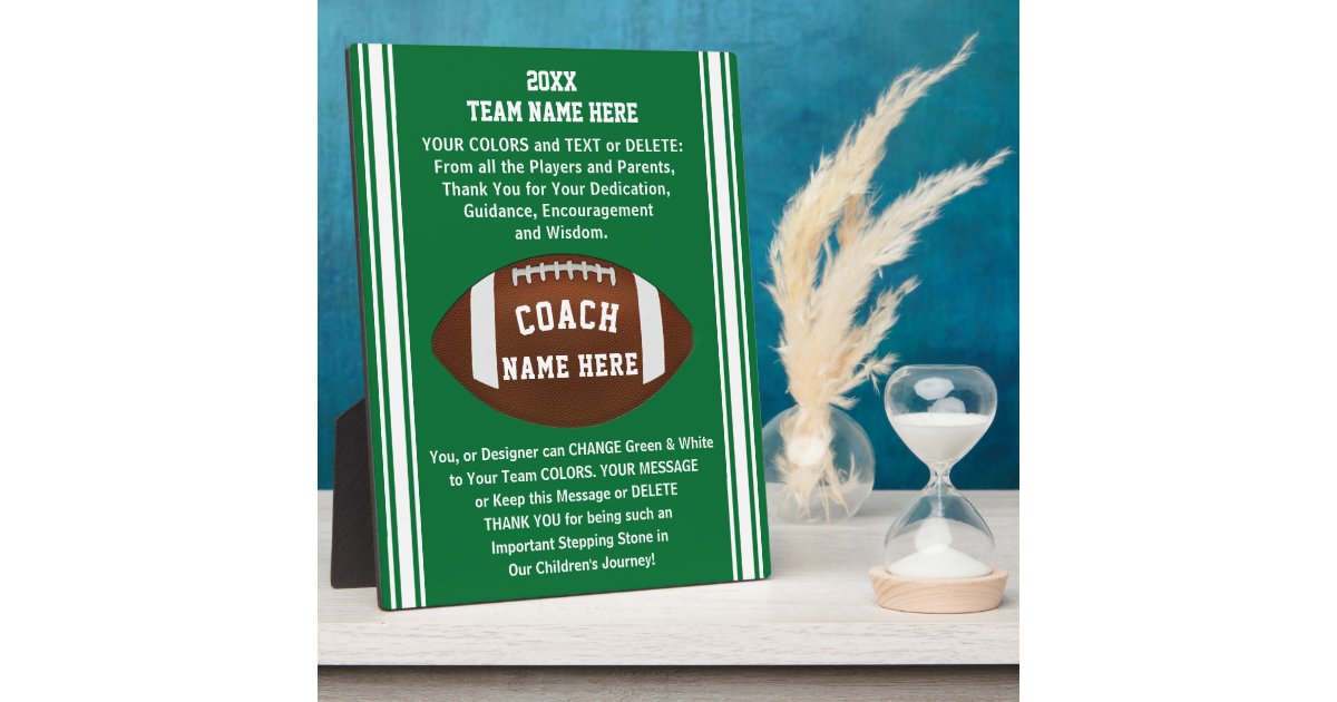 Appreciation Message Football Plaques for Coaches | Zazzle
