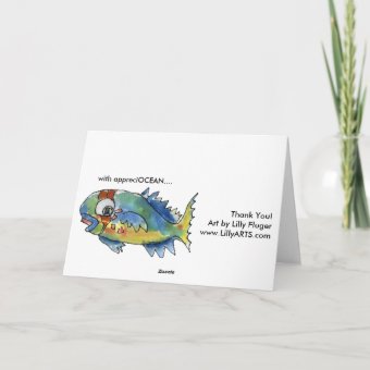 AppreciOCEAN cartoon parrot fish thank you card | Zazzle