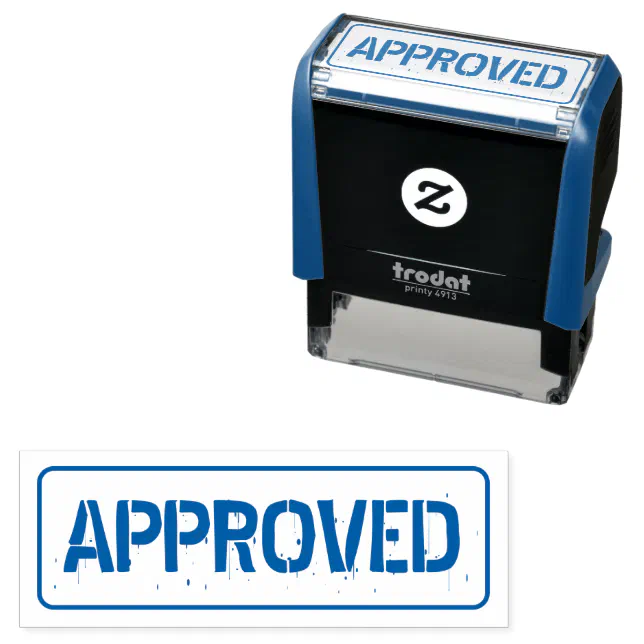 Approved blue ink logo Self-inking rubber stamp | Zazzle