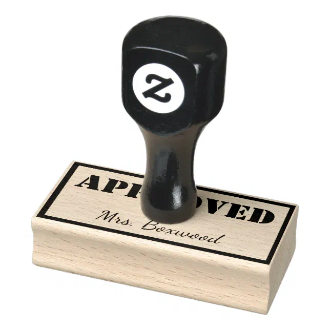 Approved by Custom Name Rubber Stamp | Zazzle