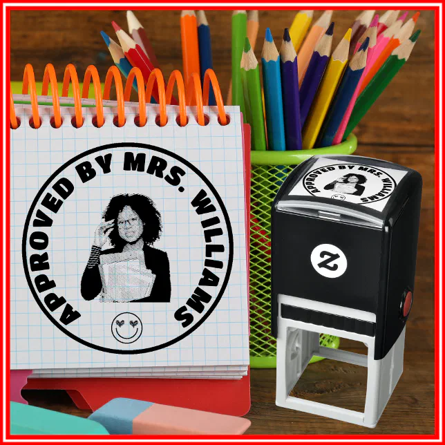 Approved Teacher Custom Face Photo Self-inking Stamp | Zazzle
