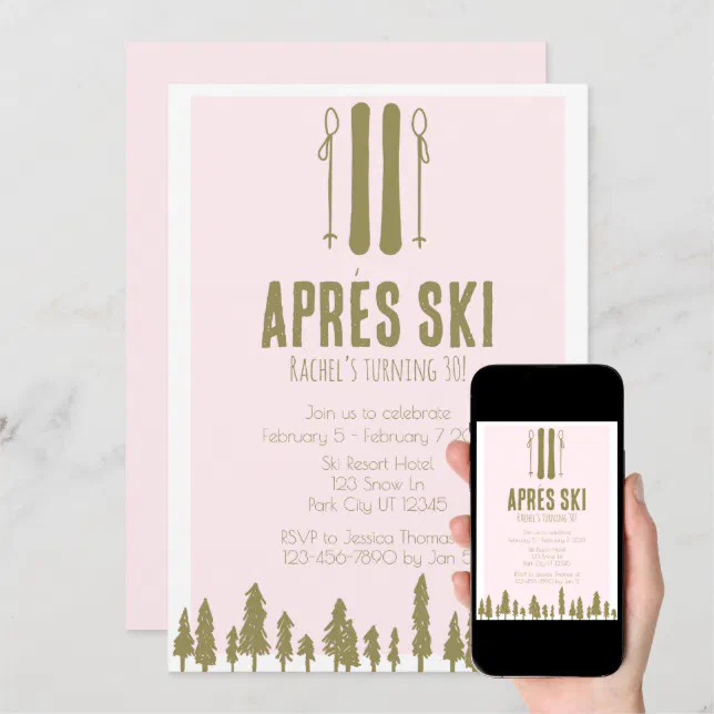 Apres Ski Winter 30th Birthday Party Invitation | Zazzle