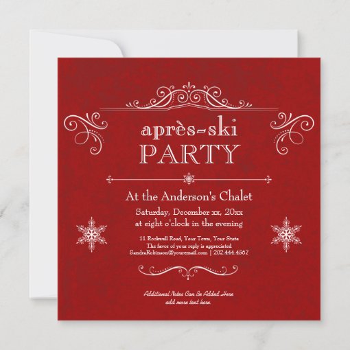 Après-ski Winter Ski Chalet or Christmas Party Invitation | Zazzle
