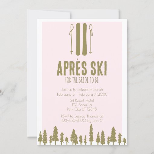 Apres Ski Winter Theme Bachelorette Party Invitation | Zazzle