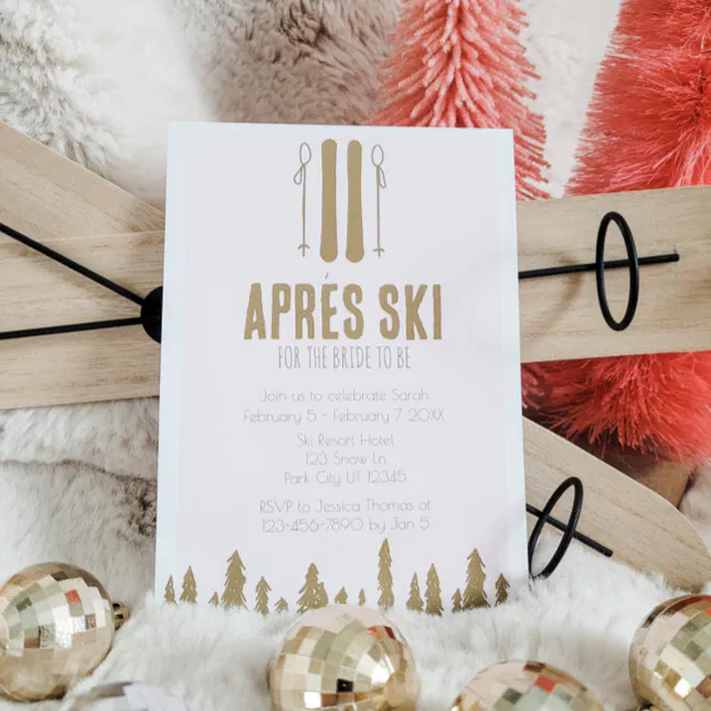 Apres Ski Winter Theme Bachelorette Party Invitation | Zazzle