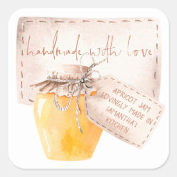 Apricot Jam Label Homemade with Love Name | Zazzle